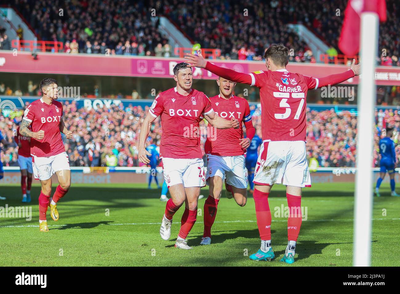 Scott McKenna #26 of Nottingham Forest celebrates scoring Stock Photo ...