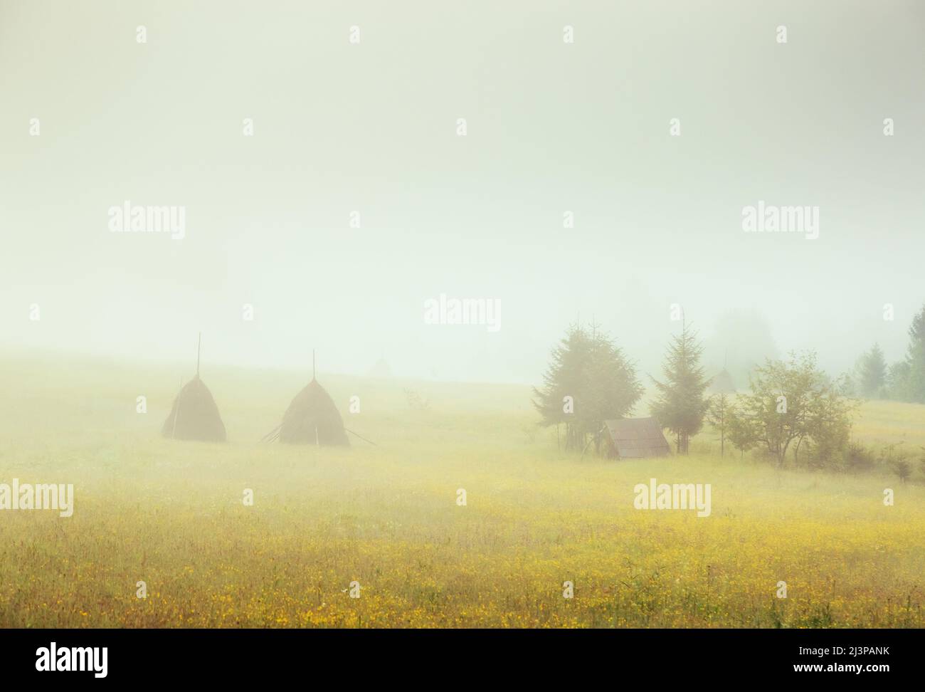 Gloomy morning with dramatic and picturesque scene. Location place ...