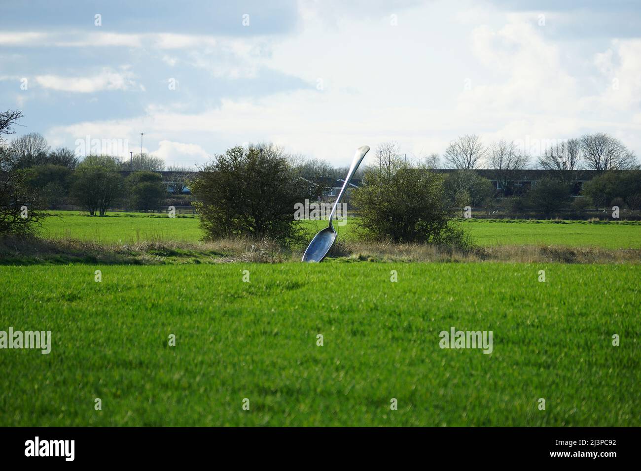 Eat For England - The Giant Spoon near Cramlington Stock Photo - Alamy