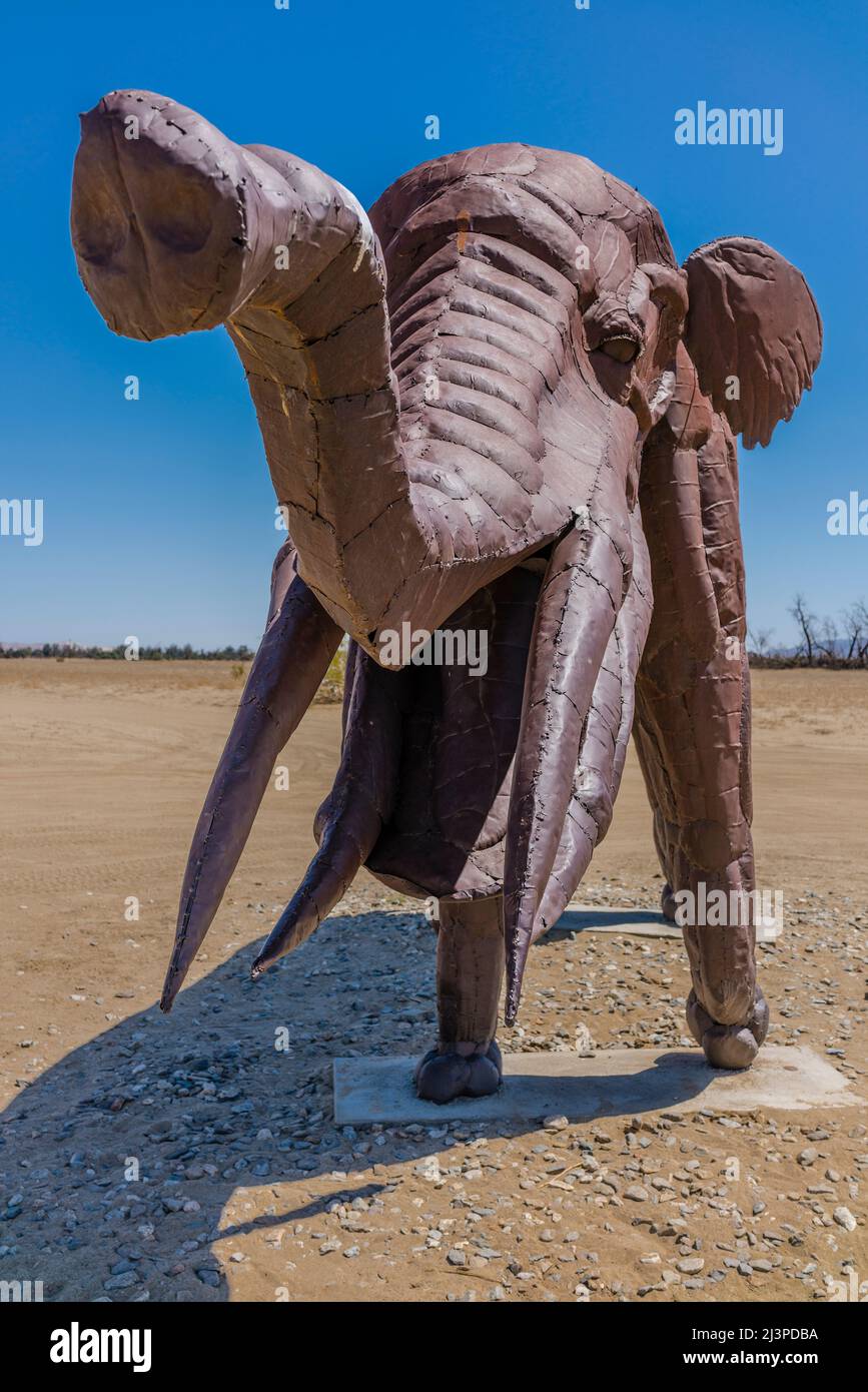 A steel sculpture of a life-sized Gomphothere (Gomphothere) an extinct ...