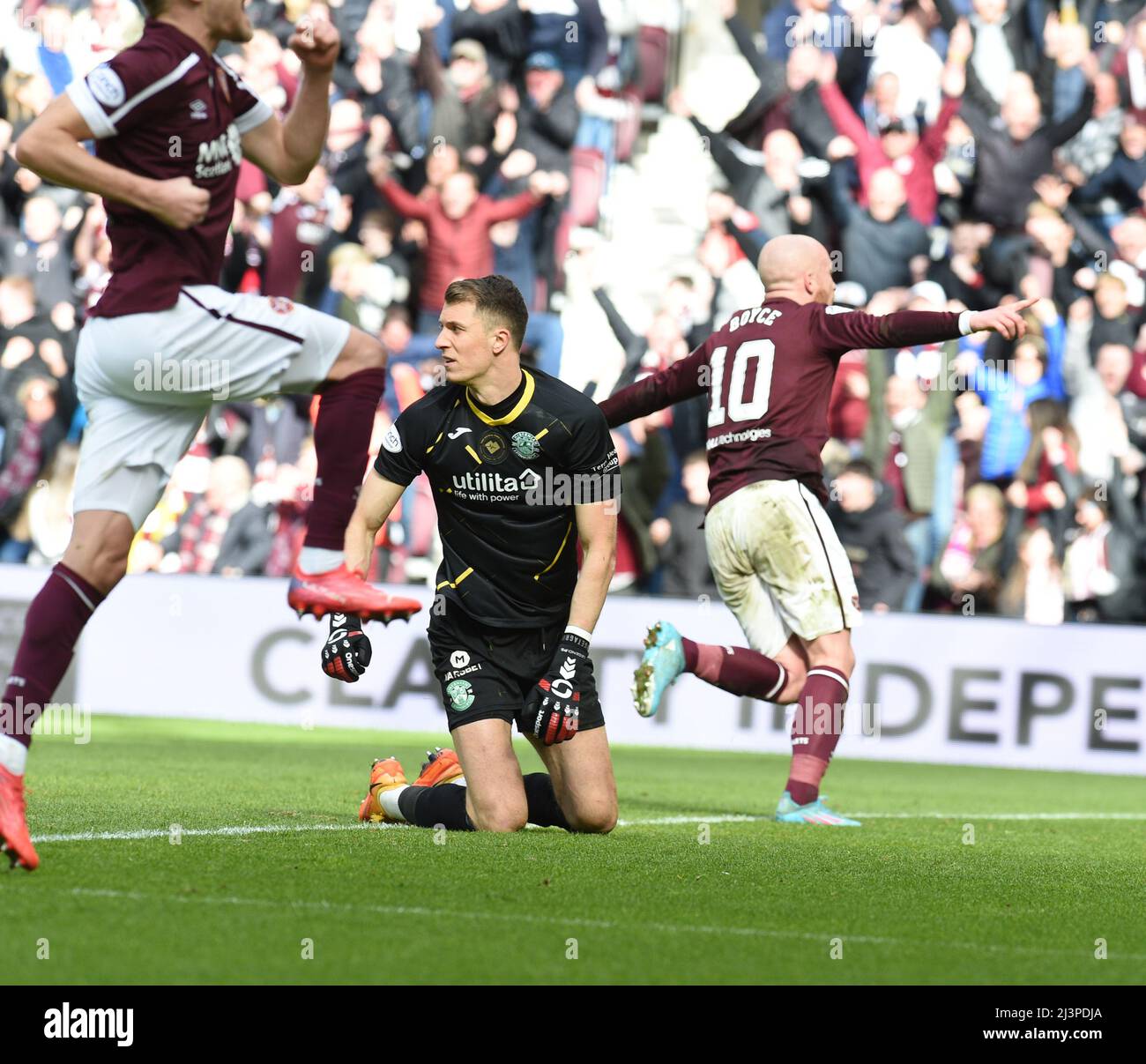 Tynecastle Park Edinburgh.Scotland UK .9th April 22. Hearts vs ...