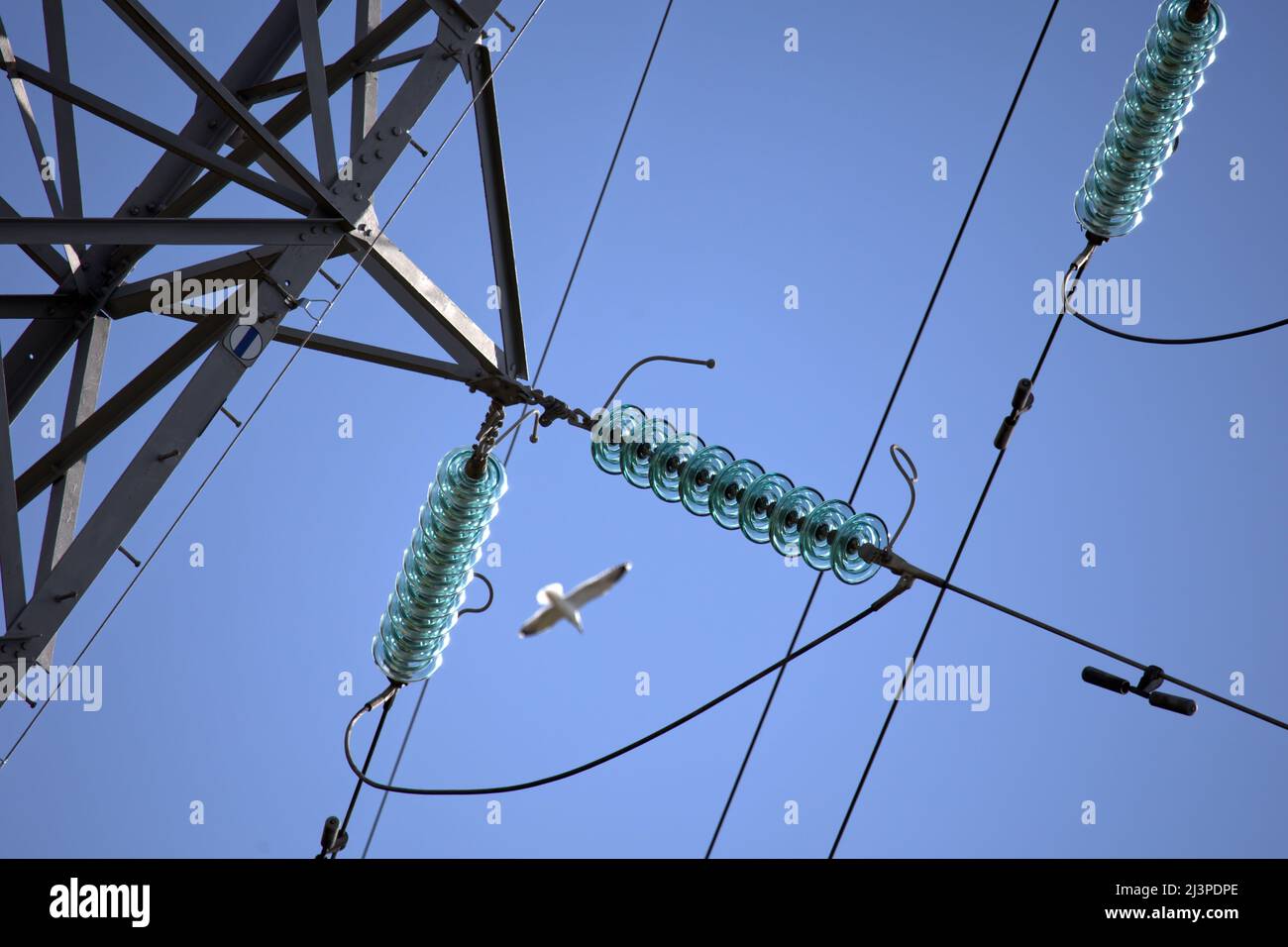 Power Generation and distribution, renewable wind turbines, overhead ...