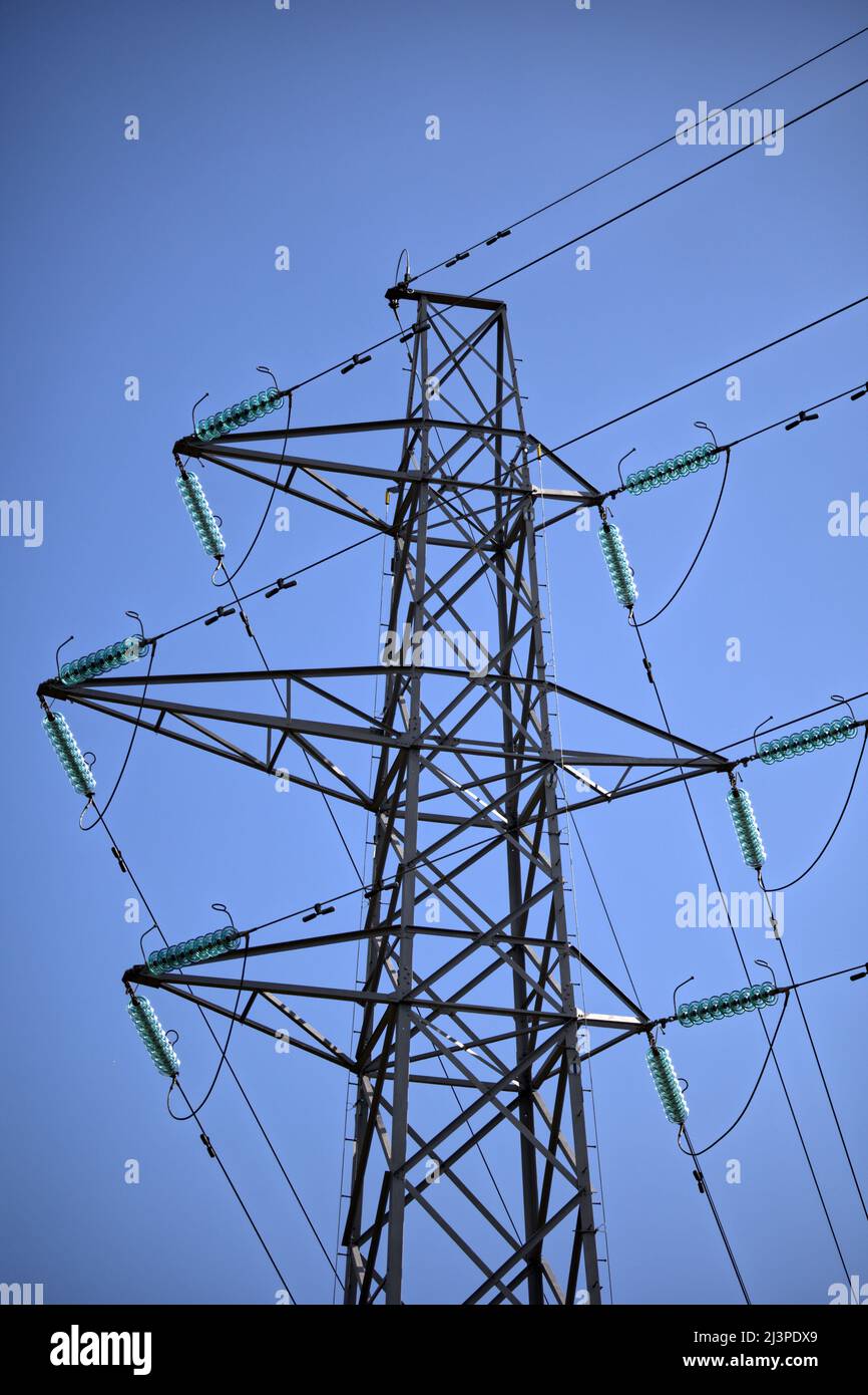 Power Generation and distribution, renewable wind turbines, overhead ...