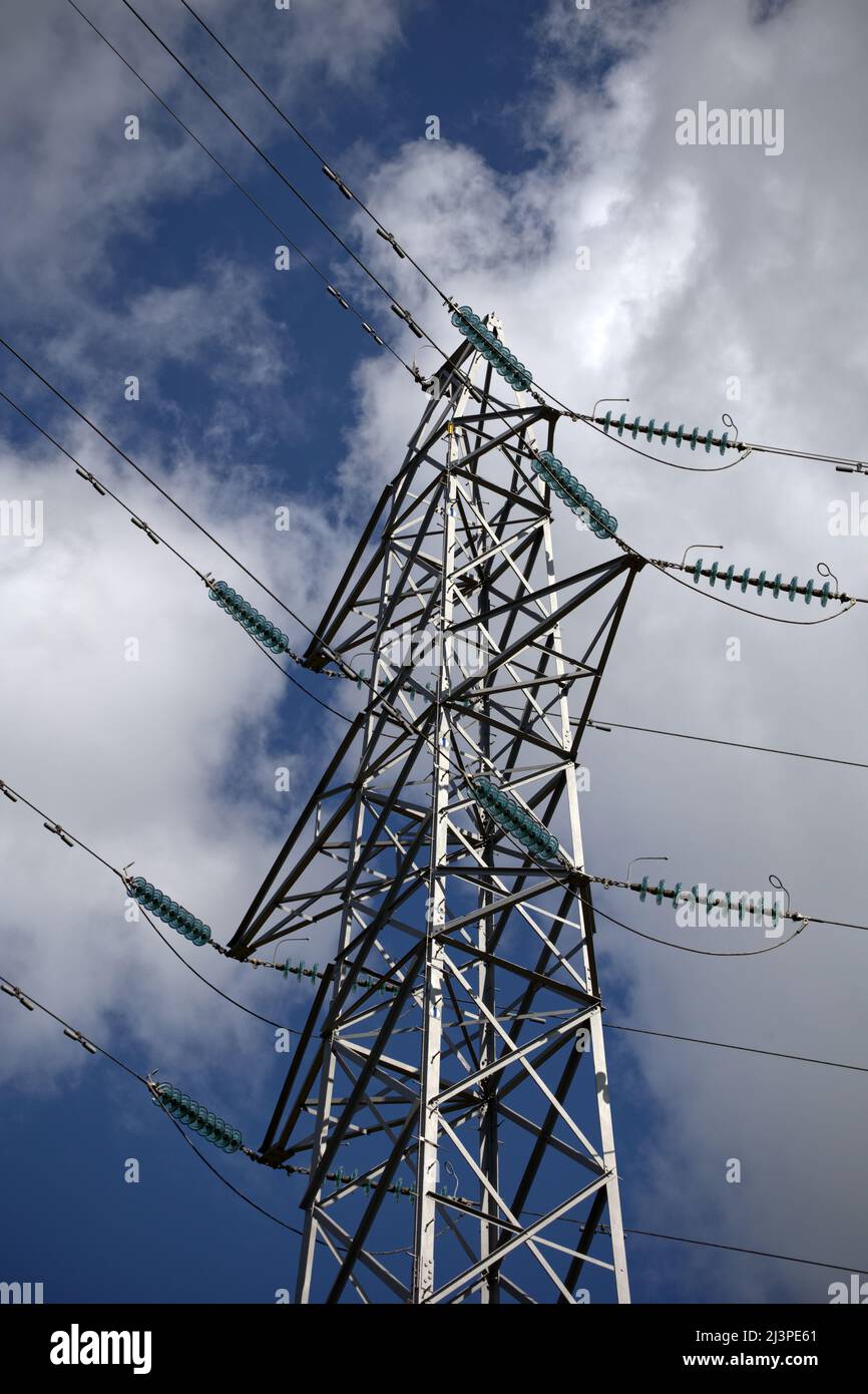 Power Generation and distribution, renewable wind turbines, overhead ...