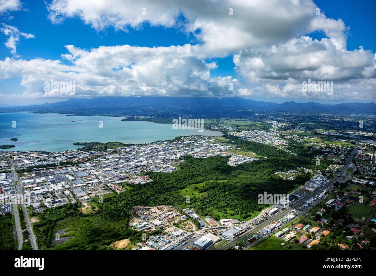 Aerial view of the city Pointe-a-Pitre, Grande-Terre, Guadeloupe ...