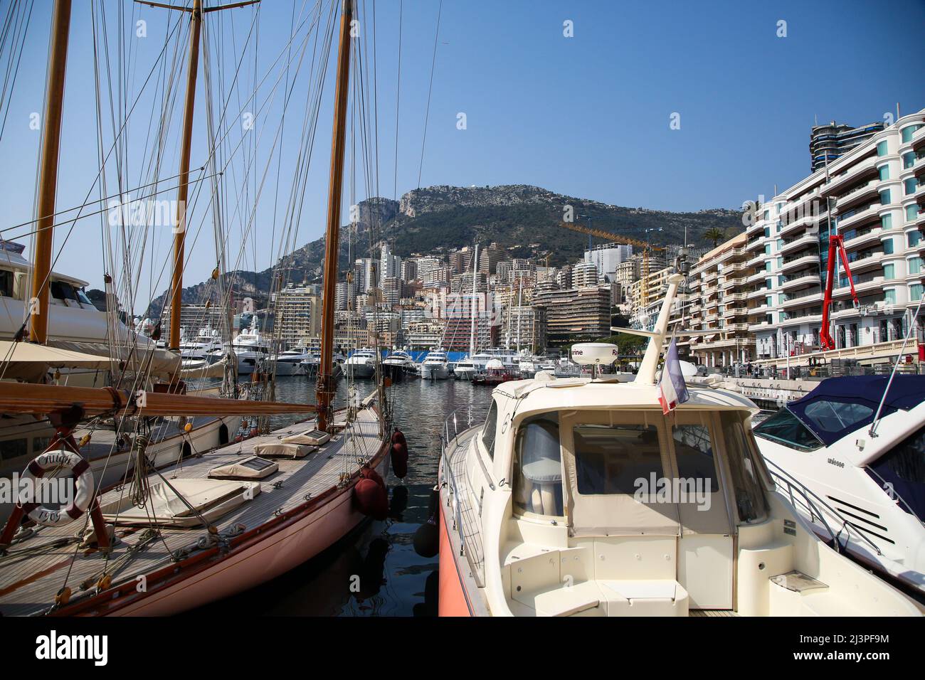 Luxury yachts and sailing boats at Port of Hercules on Mediterranean ...