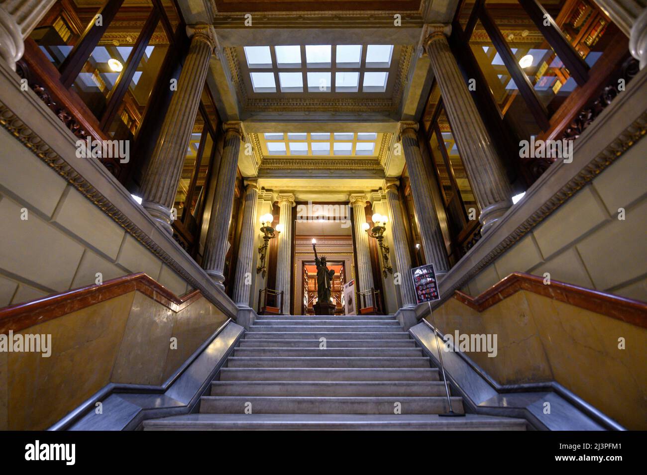 Barcelona, Spain. Interior of the old beautiful library Biblioteca ...