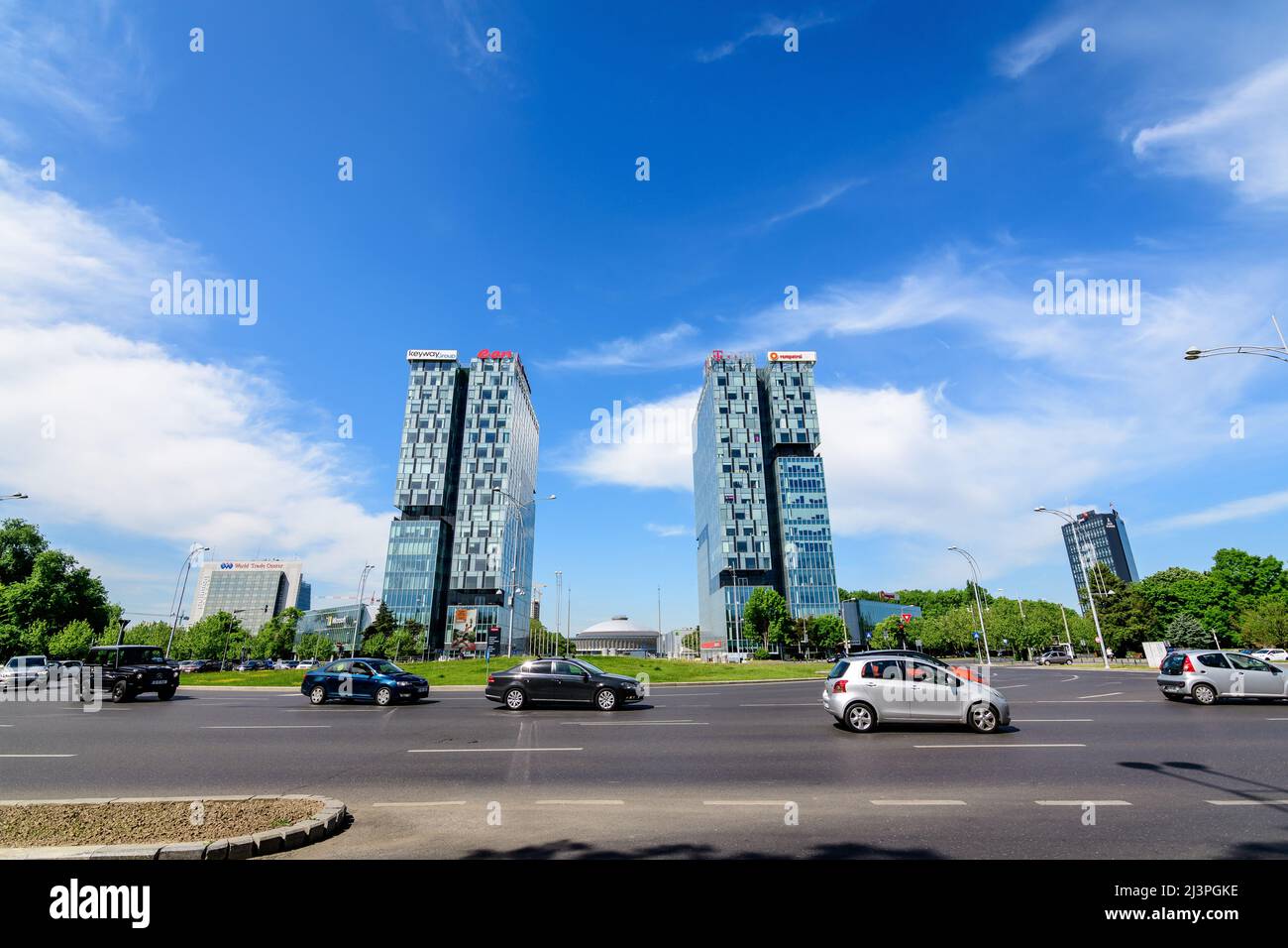 Bucharest, Romania - 15 May 2021: City Gate Towers in the Northern part ...