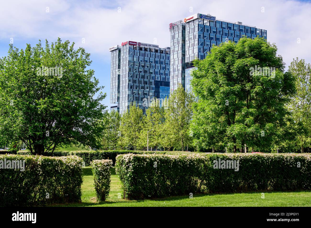 Bucharest, Romania - 15 May 2021: City Gate Towers in the Northern part ...