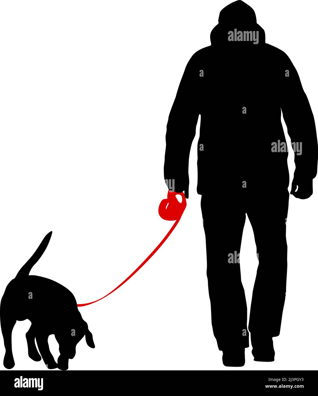 Silhouette of man and dog on a white background Stock Vector Image ...
