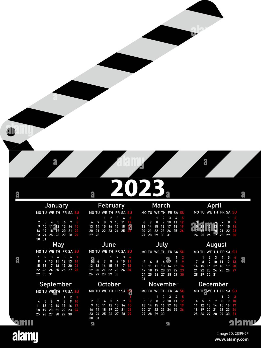 calendar for 2023 movie clapper board Vector Illustration Stock Vector ...