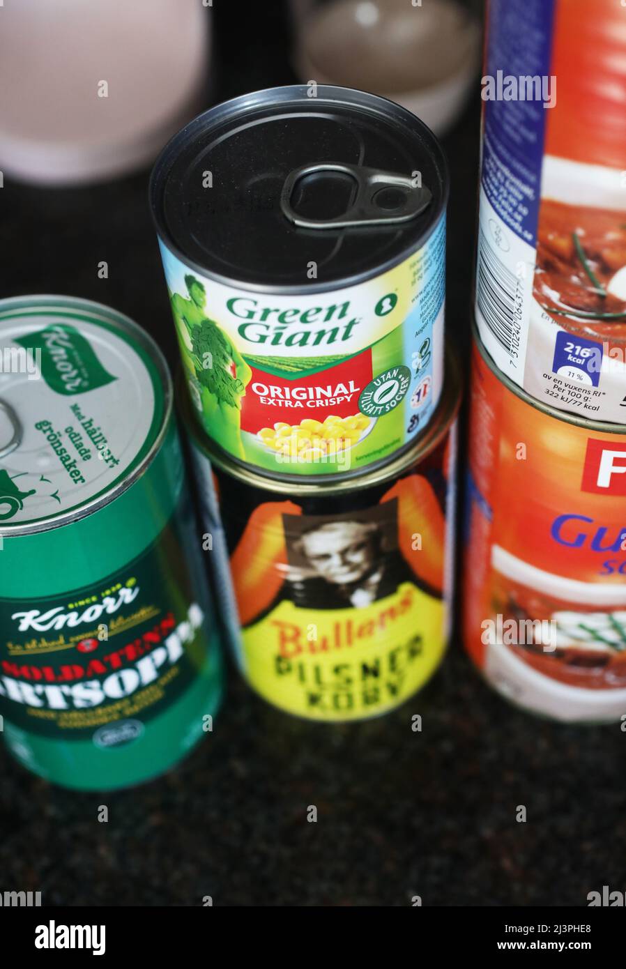 Different kinds of canned food in akitchen in a home Stock Photo - Alamy