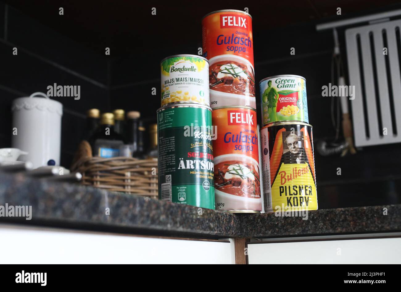 Different kinds of canned food in akitchen in a home Stock Photo - Alamy