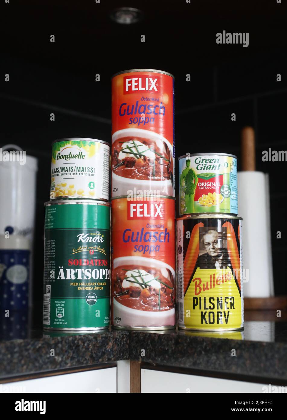 Different kinds of canned food in akitchen in a home Stock Photo - Alamy