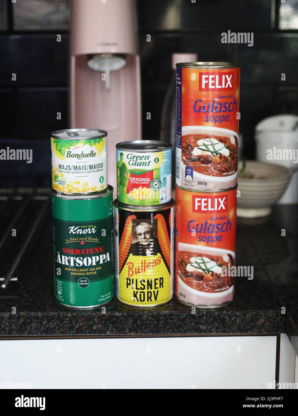 Different kinds of canned food in akitchen in a home Stock Photo - Alamy