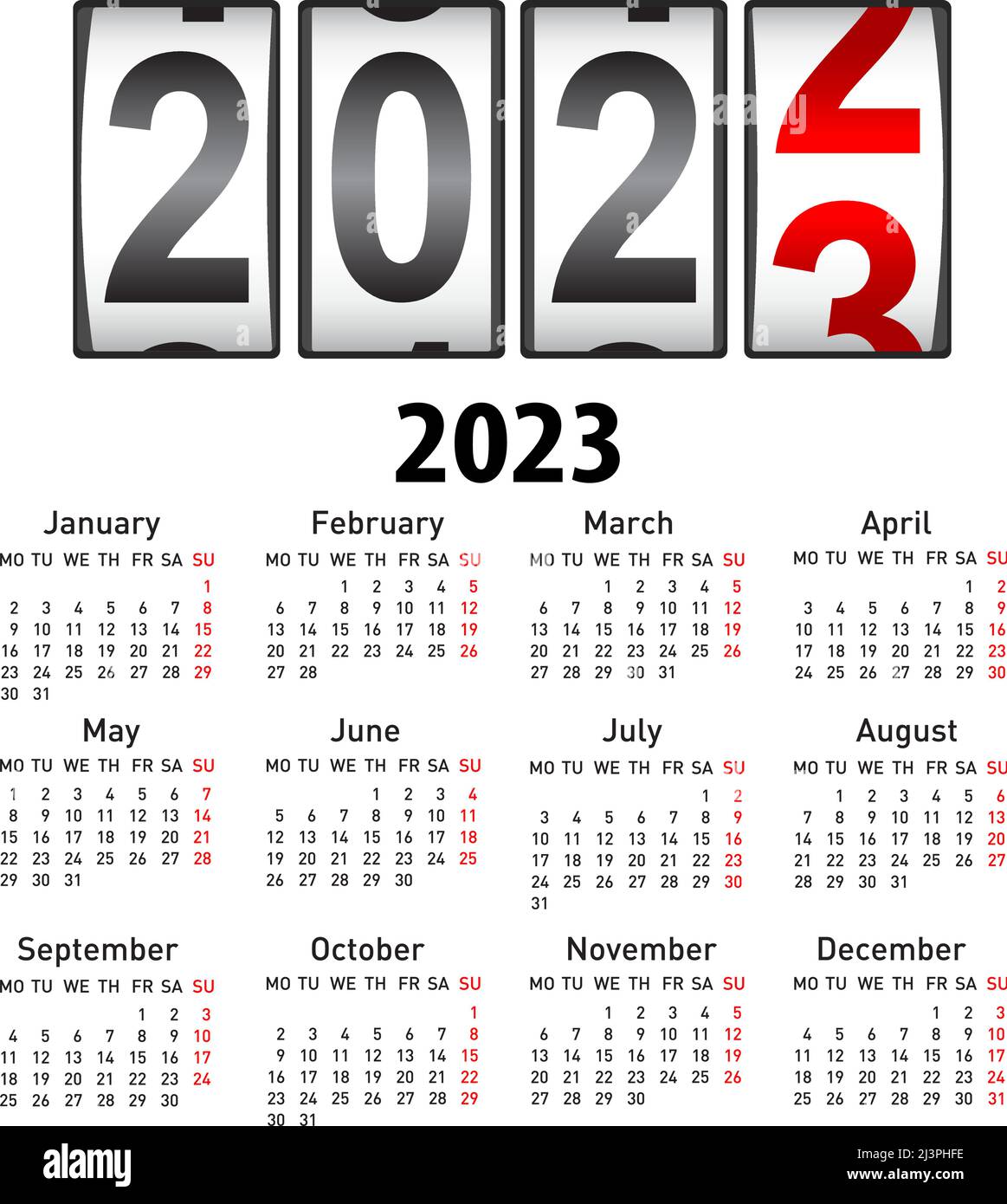 Red calendar november 2023 Cut Out Stock Images & Pictures - Alamy