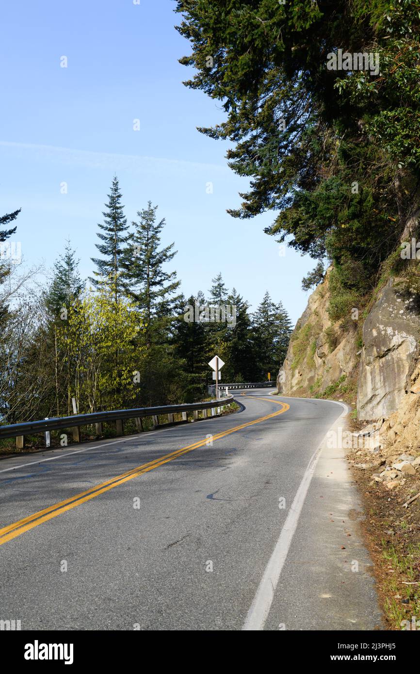 Twisting section of Chuckanut Drive which is a popular scenic tourist ...
