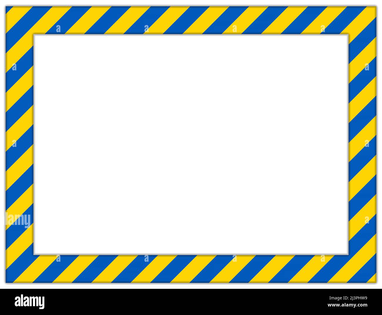 Stand with Ukraine: frame made of Ukrainian flag stripes over white ...