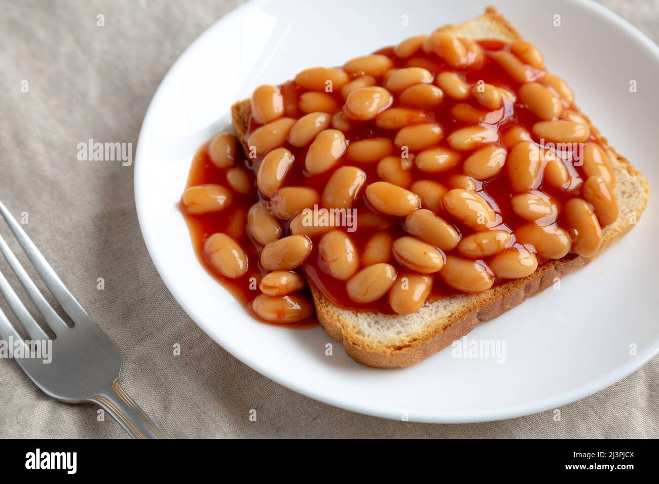 Delicious English Beans on Toast, side view Stock Photo - Alamy
