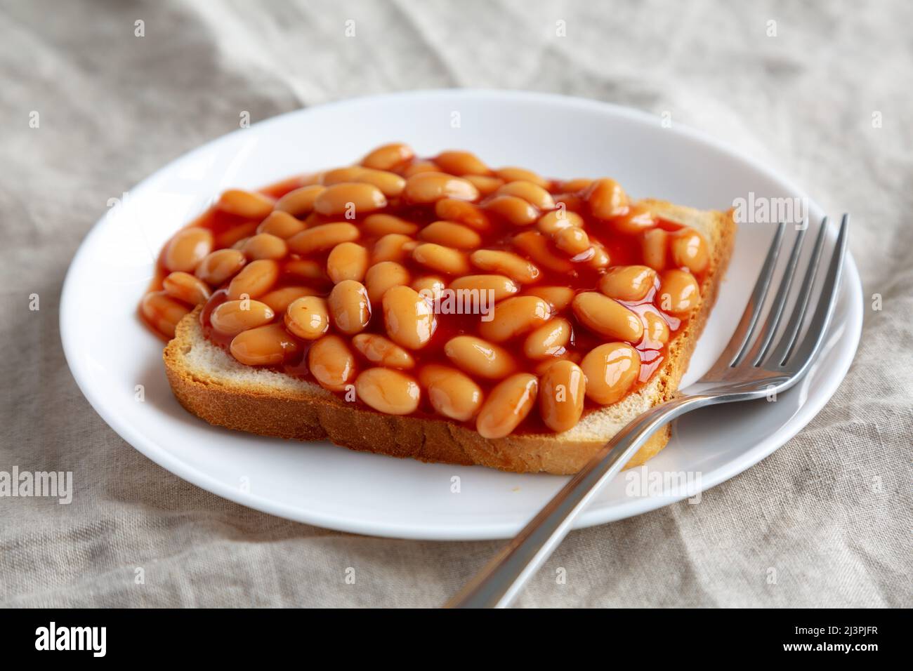 Delicious English Beans on Toast, side view Stock Photo - Alamy