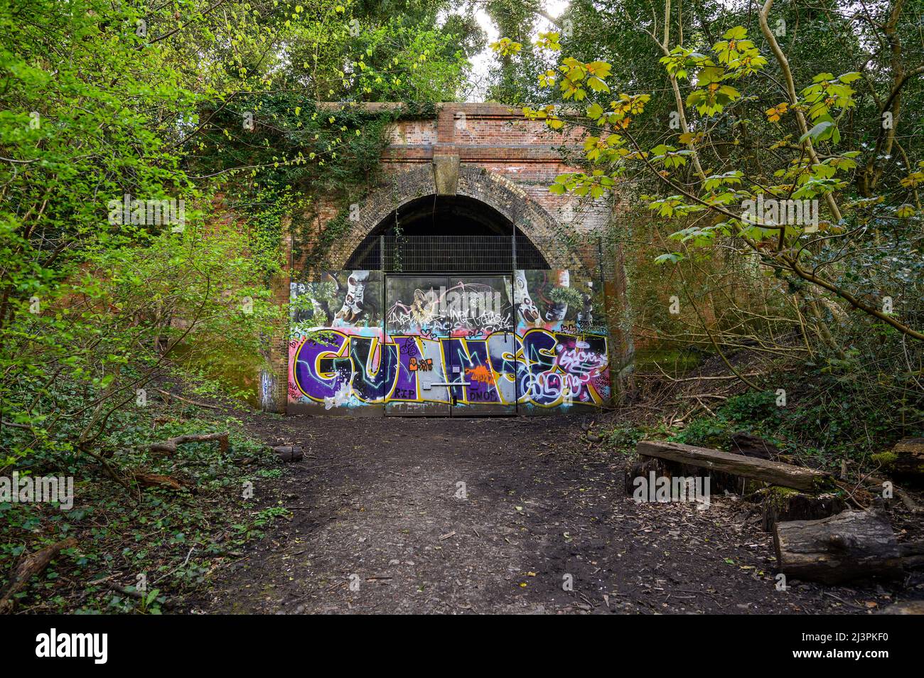 Dulwich, London, UK: The entrance to a disused railway tunnel in ...