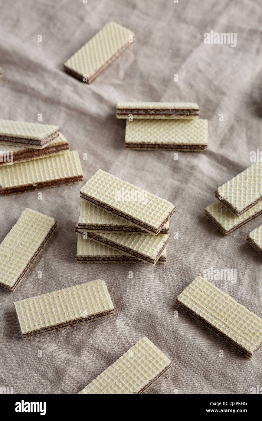 Homemade Wafer Cookies with Hazelnut Cream, side view Stock Photo - Alamy
