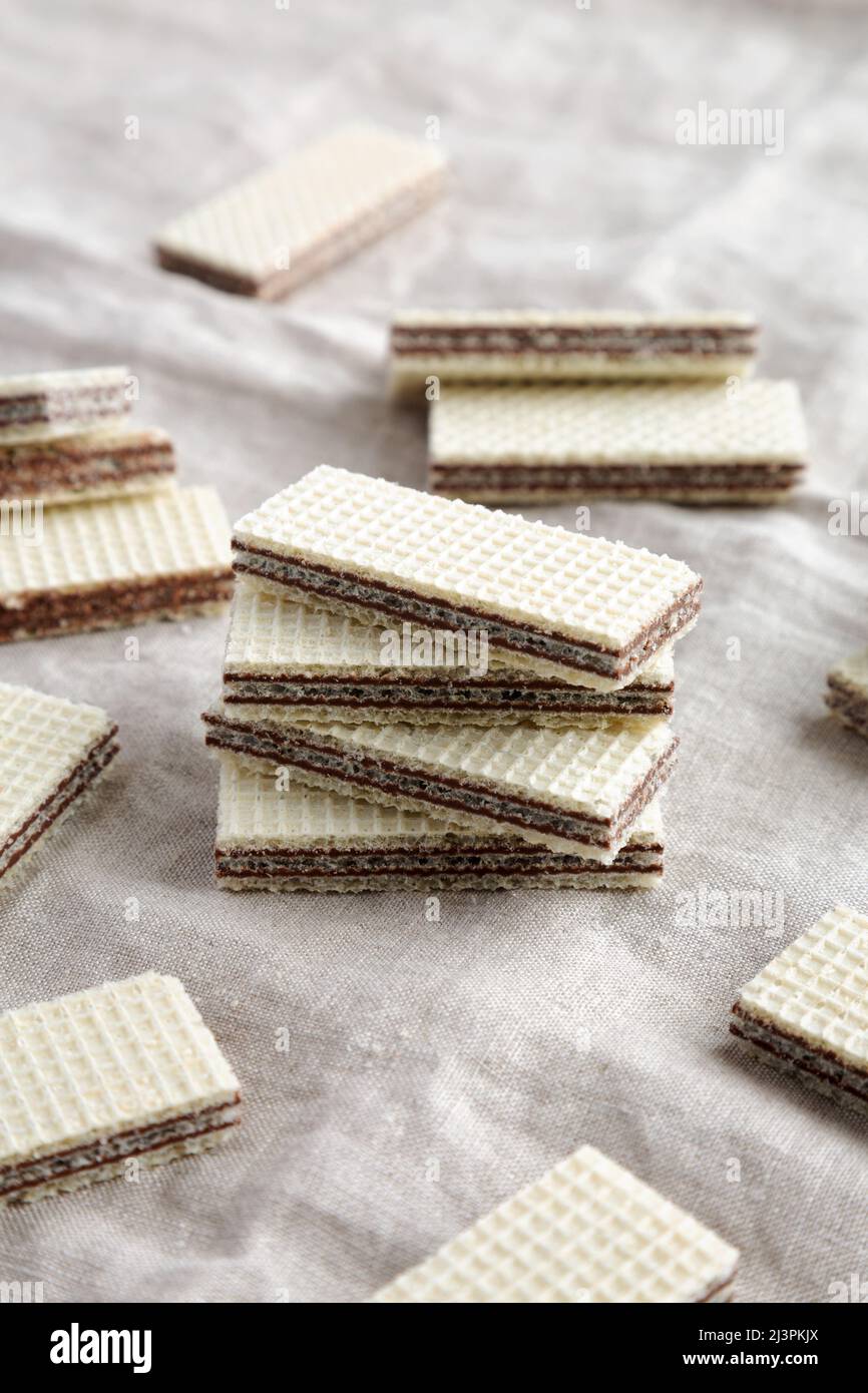 Homemade Wafer Cookies with Hazelnut Cream, low angle view Stock Photo ...