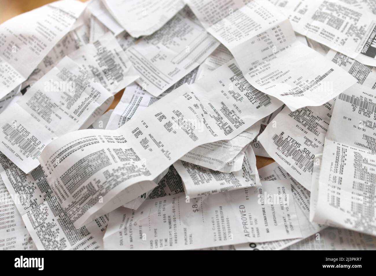 High Angle Full Frame Image of Receipts Ready for Accounting ...