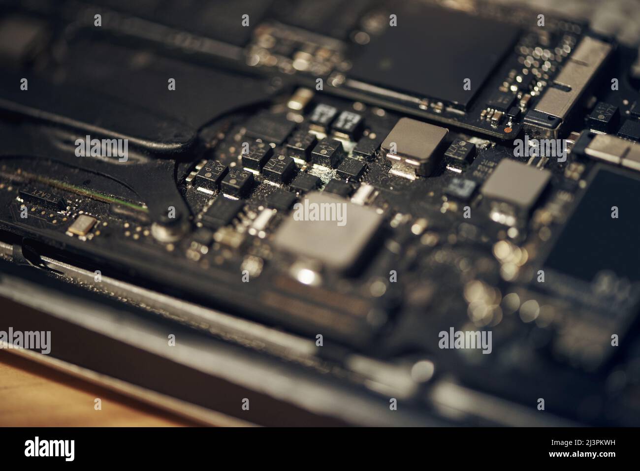 Every tiny part has a role to play. Shot of computer hardware on a ...