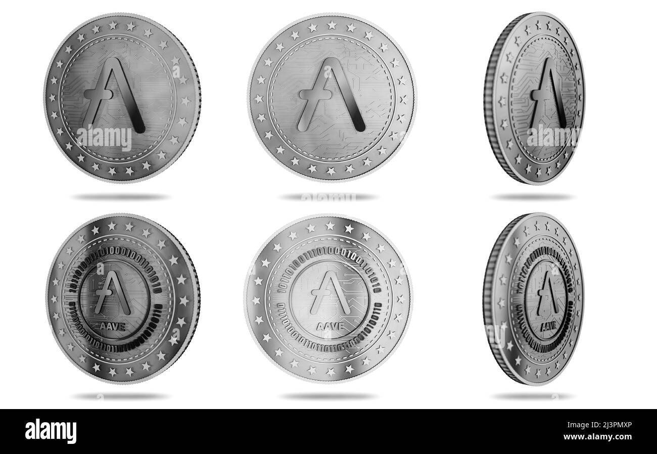 Aave altcoin cryptocurrency symbol isolated gold coin on green screen ... Aave altcoin cryptocurrency symbol isolated gold coin on green screen ...