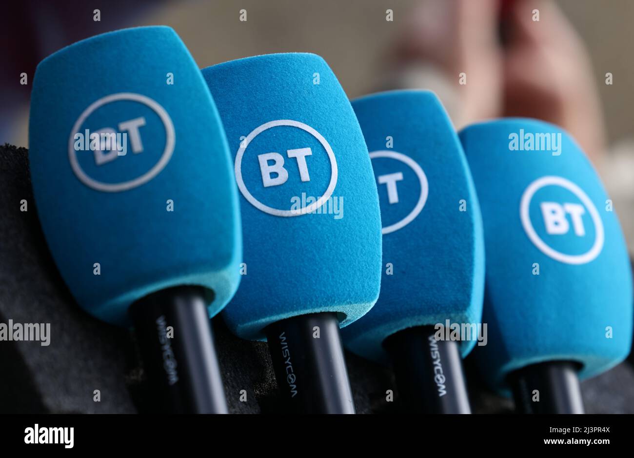 Liverpool, England, 9th April 2022. BT Sport microphones before the ...