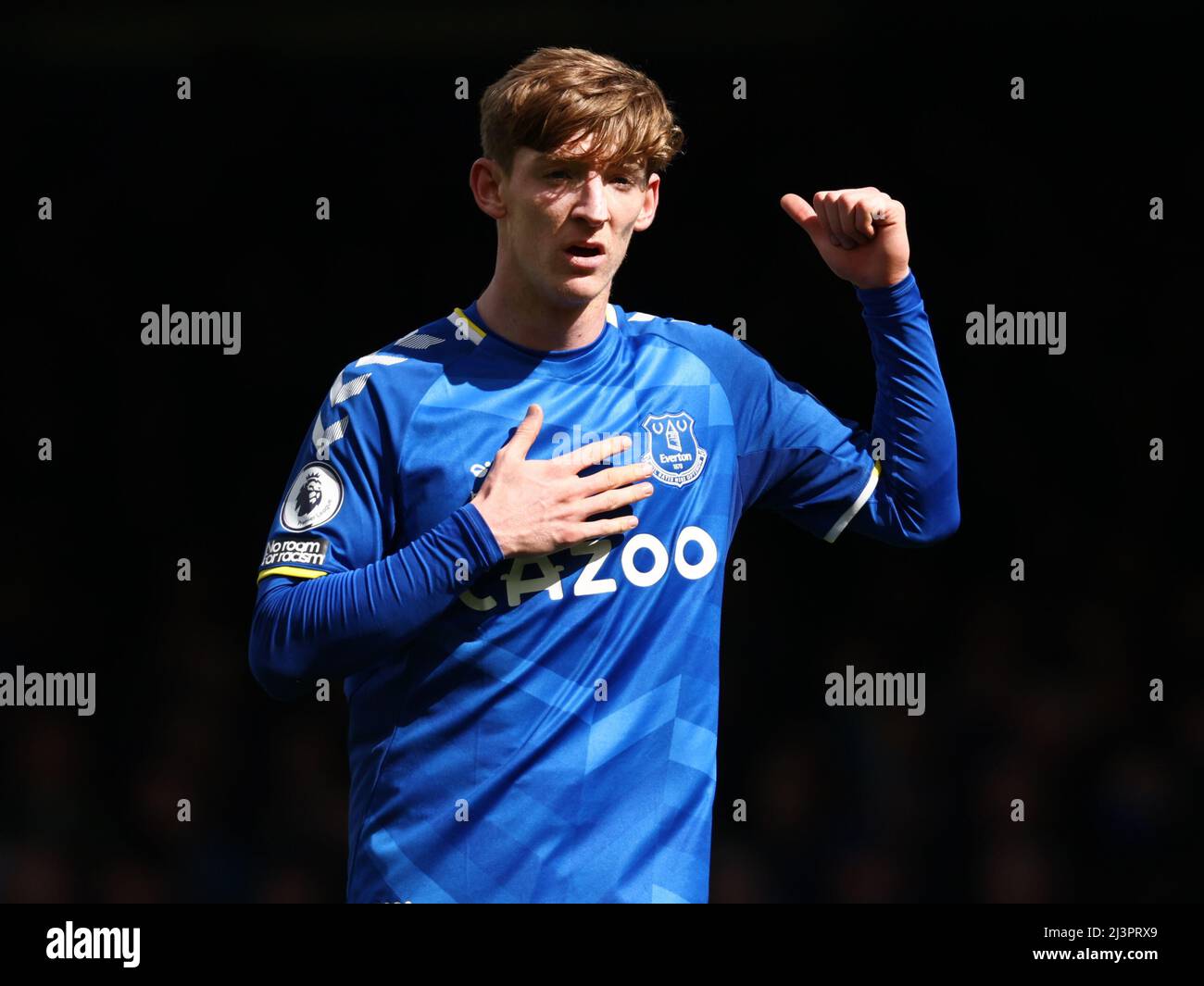 Liverpool, England, 9th April 2022. Anthony Gordon of Everton during ...