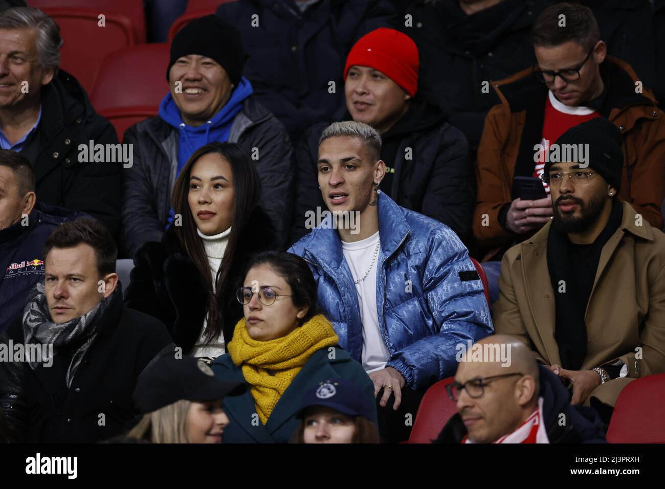 AMSTERDAM - Antony Matheus Dos Santos of Ajax in the stands with his ...
