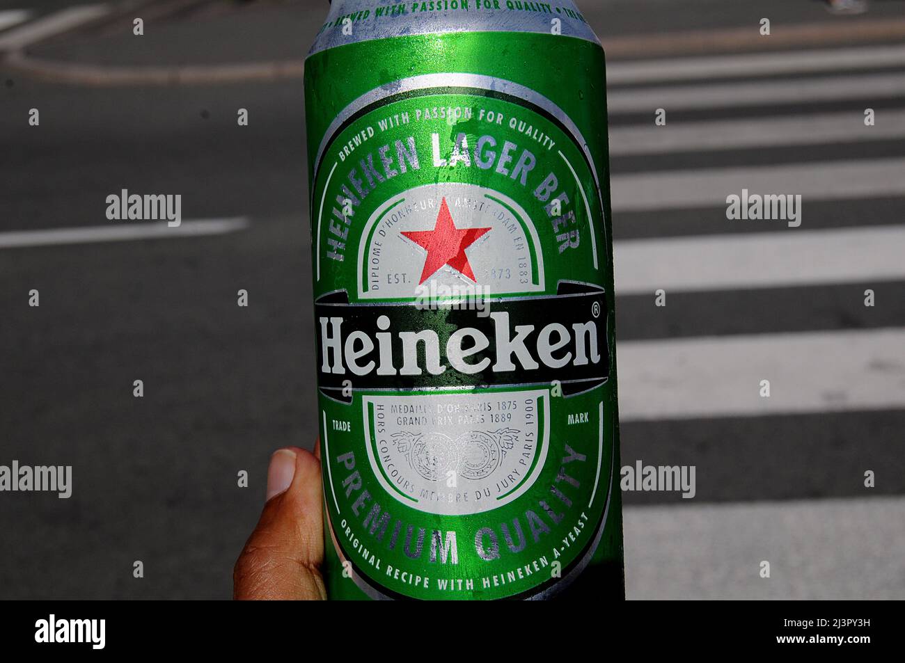 Copenhagen/Denmark 03.August 2018 Heineken Lager Beer in Copenhagen ...