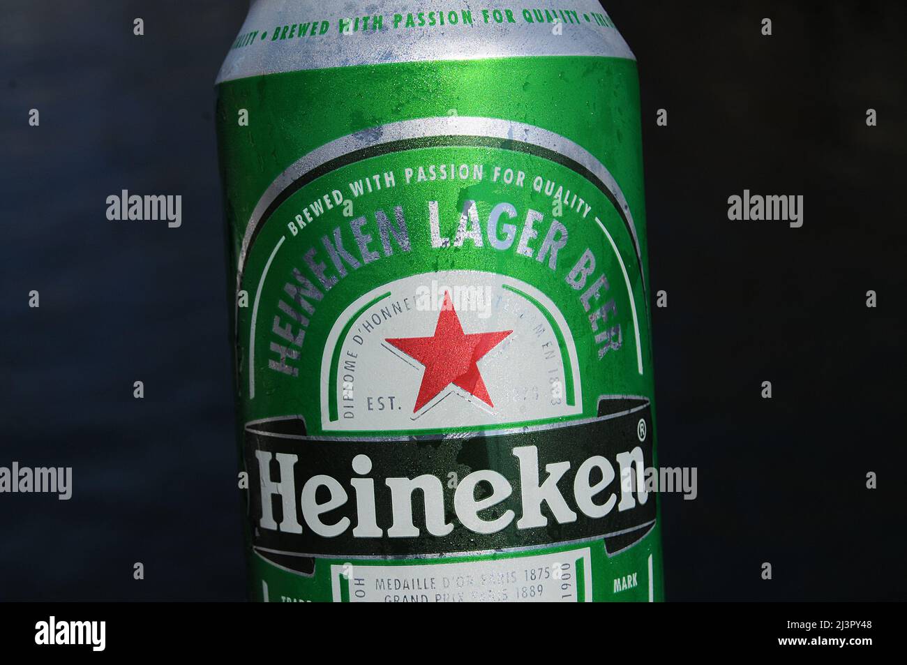 Copenhagen/Denmark 03.August 2018 Heineken Lager Beer in Copenhagen ...