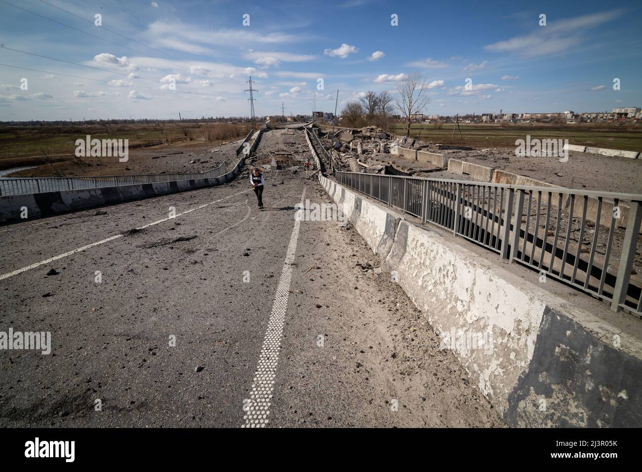 Destroyed bridge to the city Borodyanka retreating Russian army ...