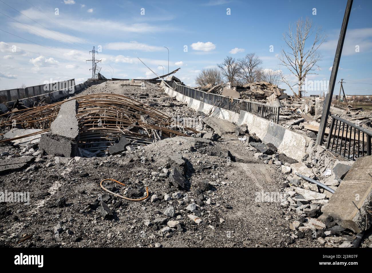 Destroyed bridge to the city Borodyanka retreating Russian army ...