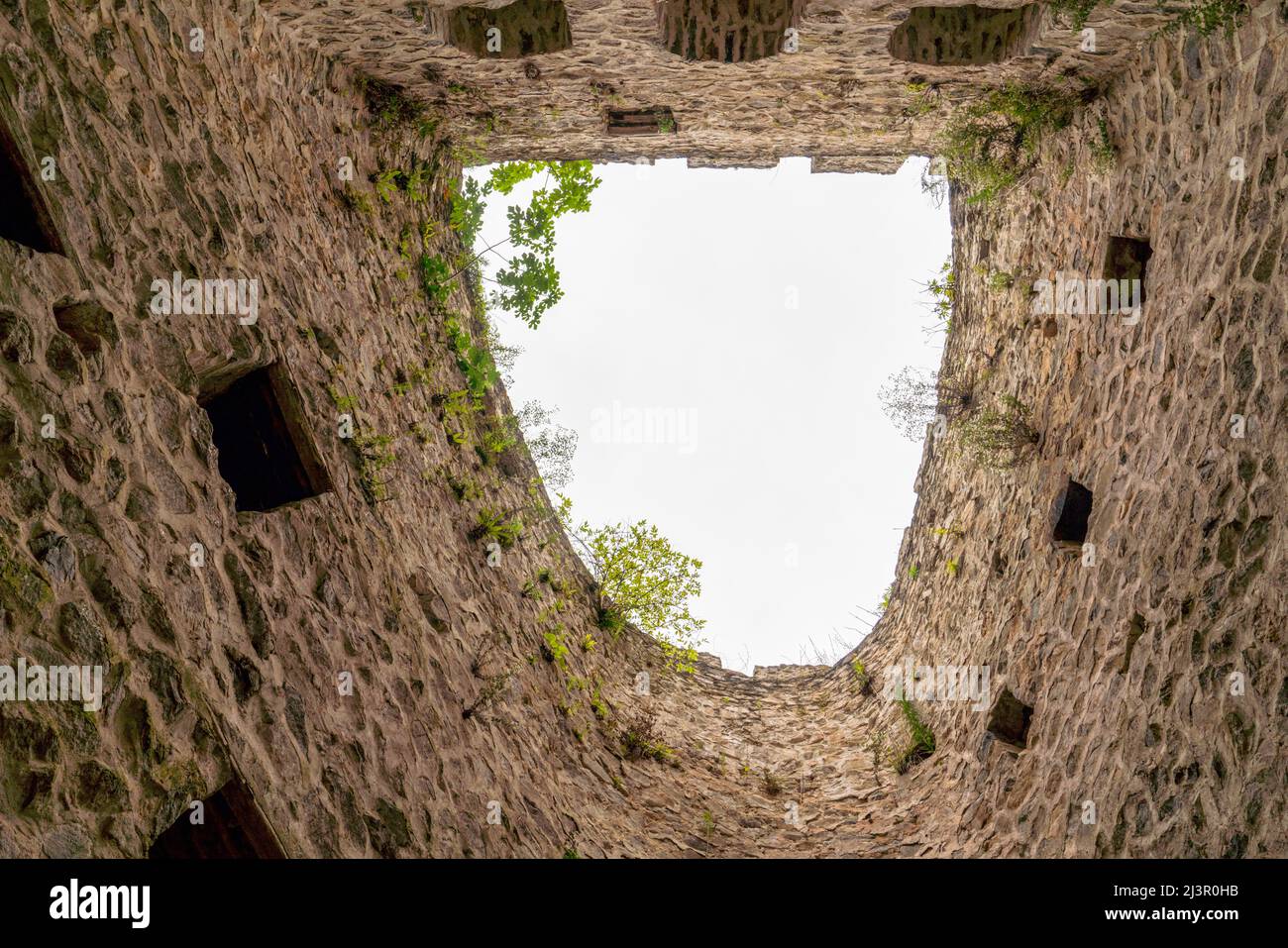 View of sky among walls of zil kale, Camlihemsin, Rize, Turkey Stock ...