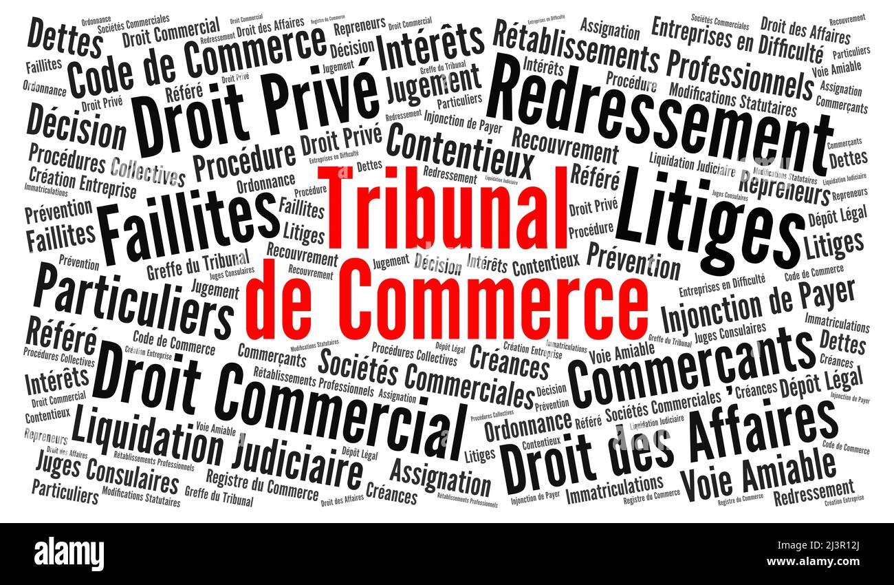 Commercial court word cloud concept in french language Stock Photo - Alamy