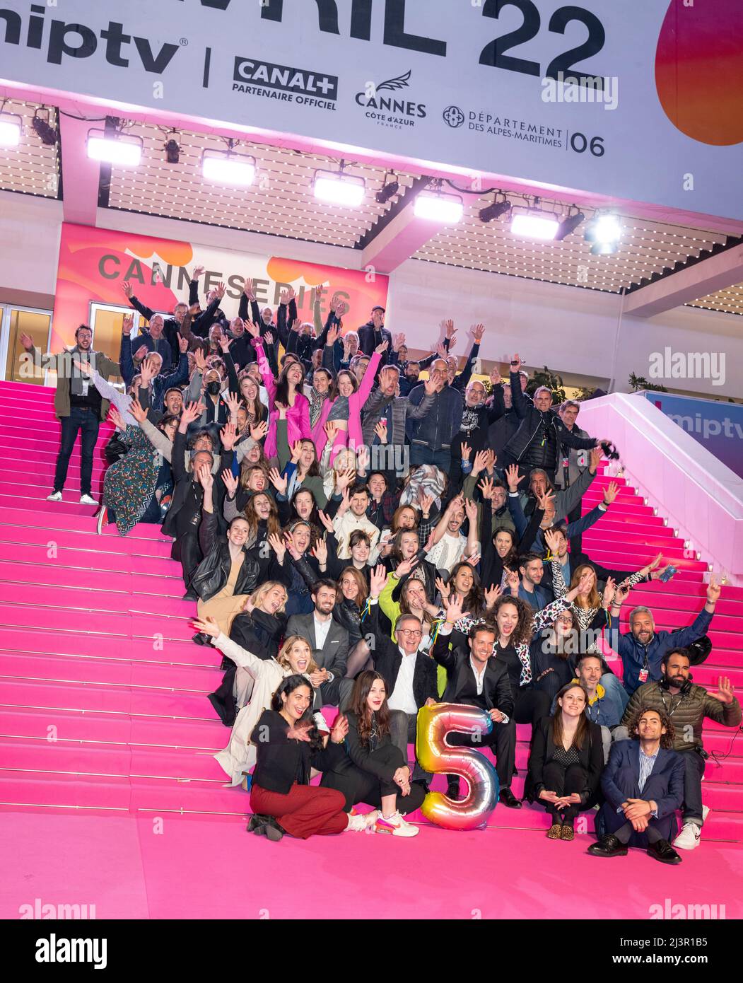 Cannes, France, 2 April 2022, the Canneseries Team celebrated the fifth ...