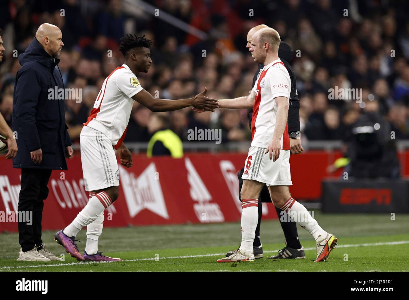 AMSTERDAM - (lr) Ajax coach Erik ten Hag, Mohammed Kudus or Ajax, Davy Klaassen or Ajax during ...
