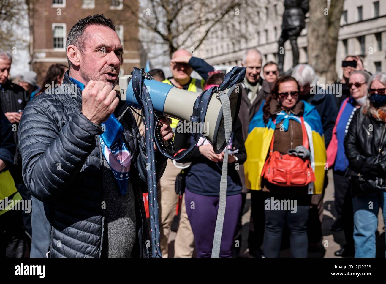 London, UK 9th April 2022. UK trade unions rally in solidarity with ...