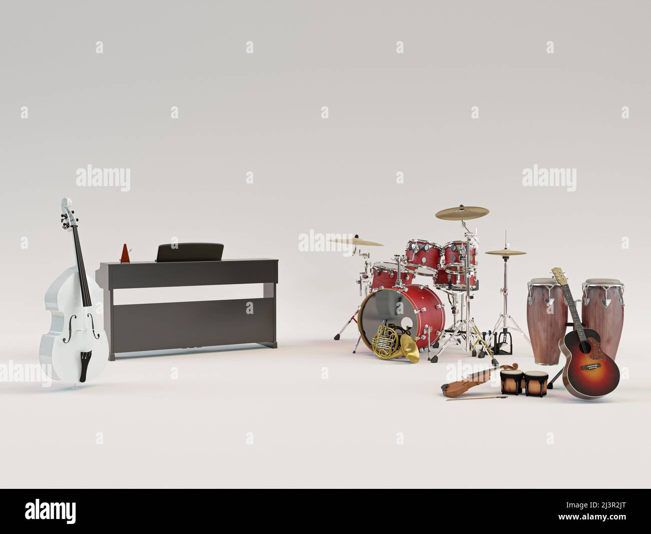 musical instruments isolated on white background 3d illustration Stock ...