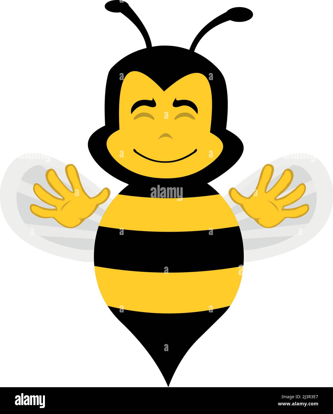 Vector character illustration of a cartoon bee with a happy expression ...