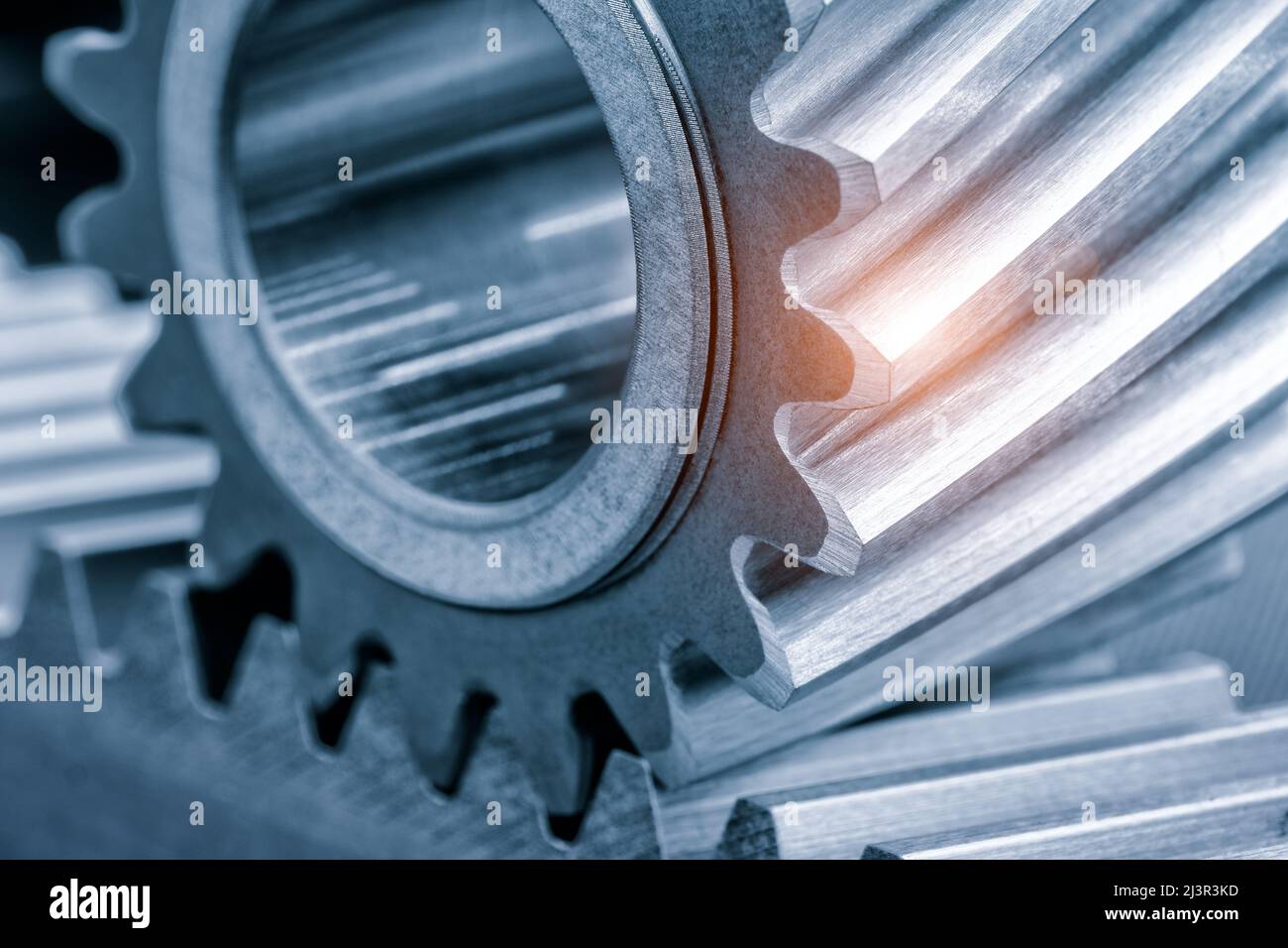 Close-up scene of transmission gear parts . The abstract scene of gear ...