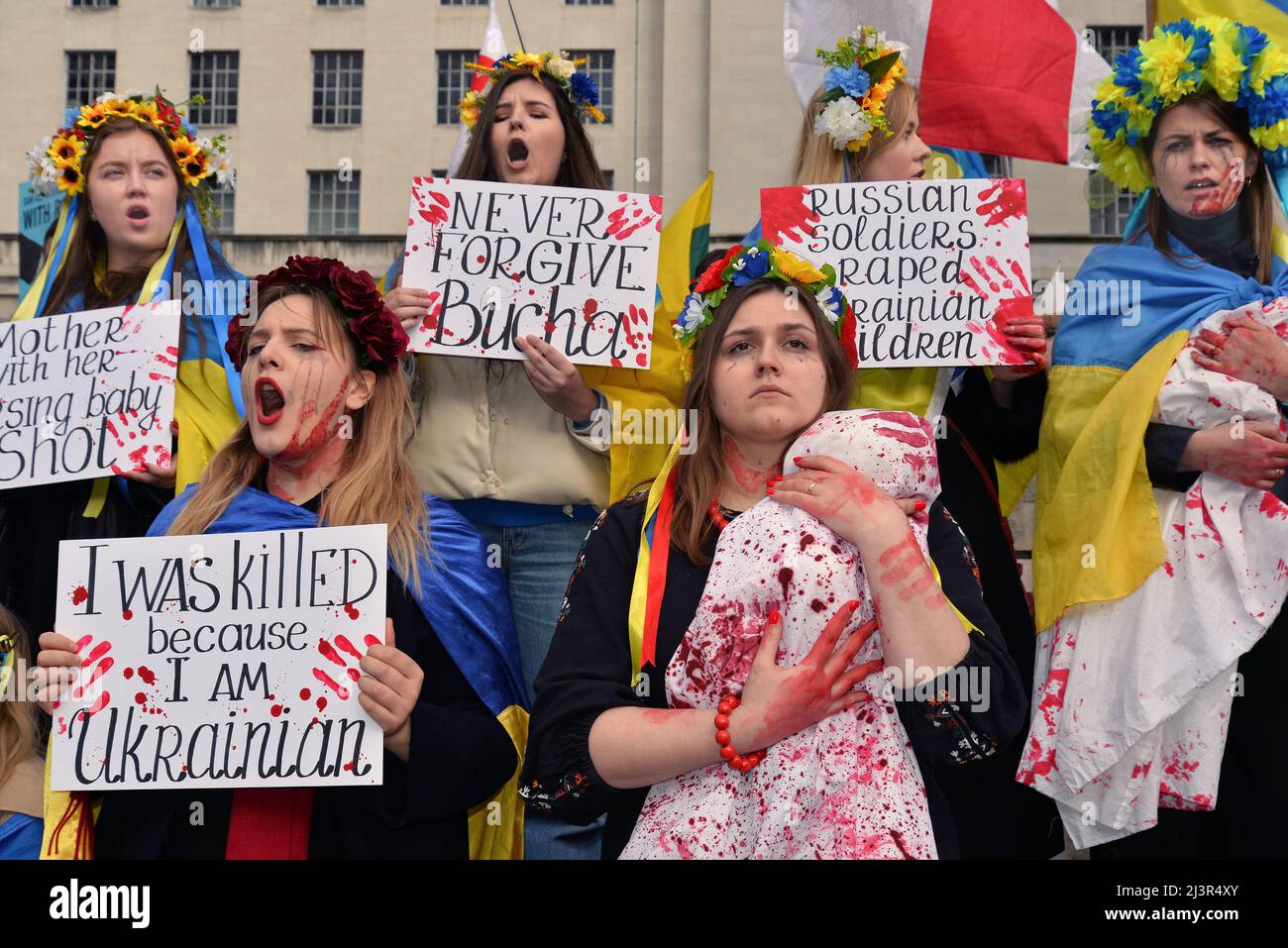 A flash mob protest against the Russian invasion of Ukraine, Whitehall ...