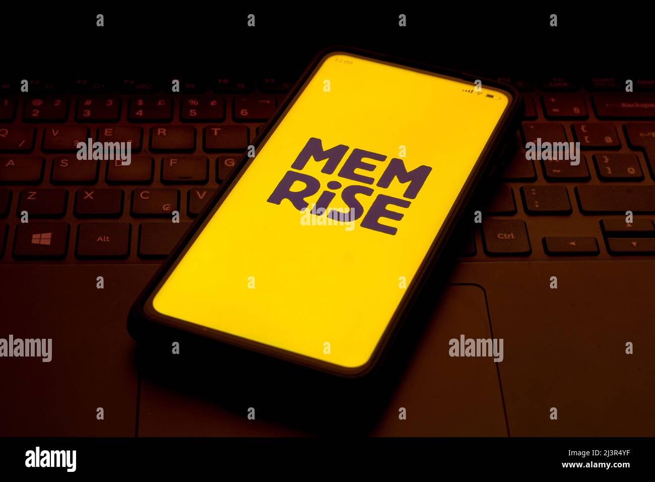 In this photo illustration the Memrise logo seen displayed on a ...