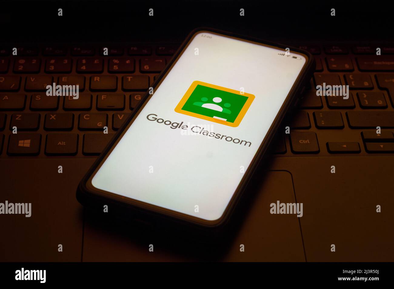 In this photo illustration the Google Classroom logo seen displayed on ...