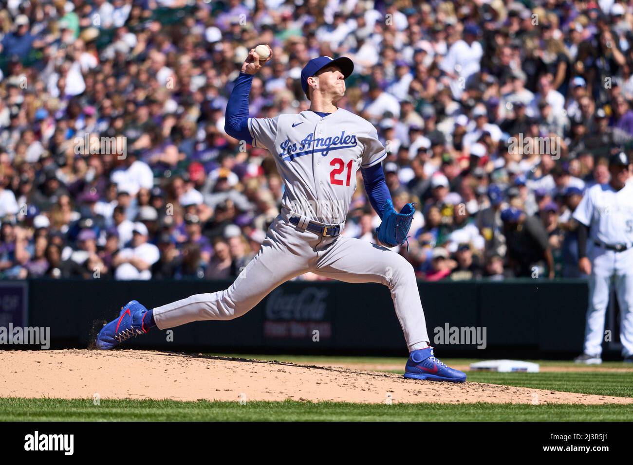 Denver CO, USA. 8th Apr, 2022. Los Angeles pitcher Walker Buehler (21 ...