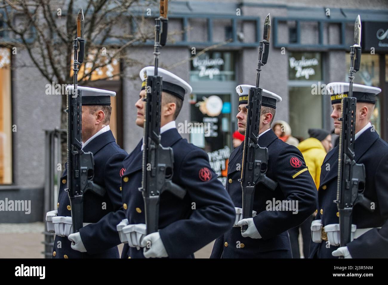 Gdansk, Poland 8th, April 2022 Polish Navay soldiers with the FB Radom ...